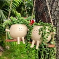 Hanging Flower Pot, Swing Face Plant Pot Hanging Planter Resin Planters ...