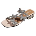 Dakaela Low Heeled Sandals Women Rhinestone Butterfly Slip on Slides ...