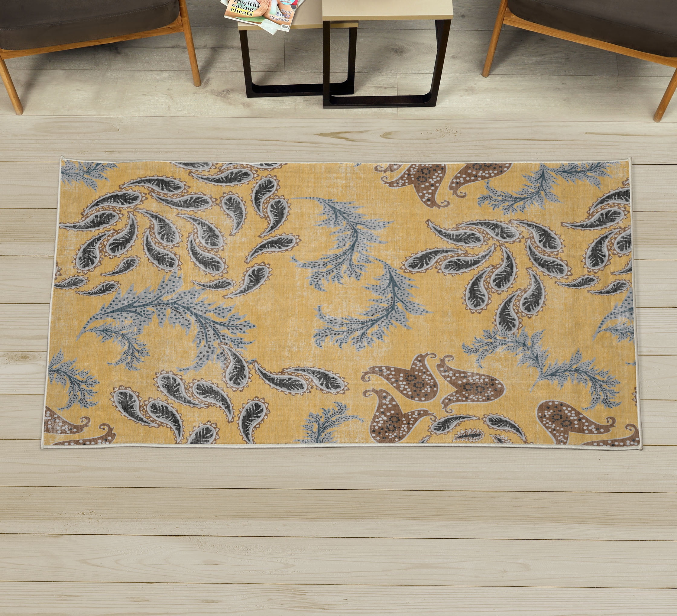 Paisley Decorative Rug, Traditional Floral Like Pattern Curvy Design ...