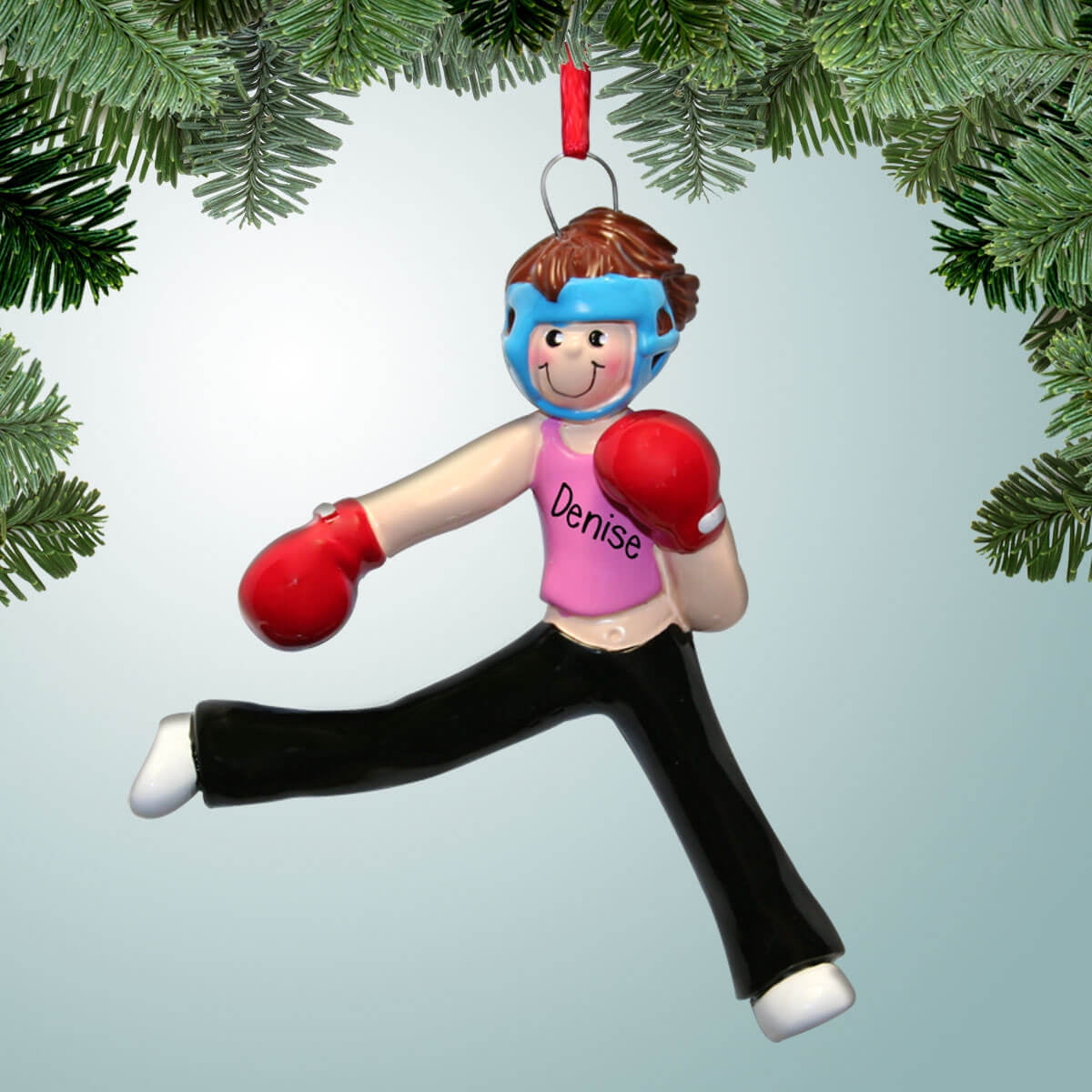 Personalized Kick Boxer - Female Christmas Ornament - Fitness - Working ...