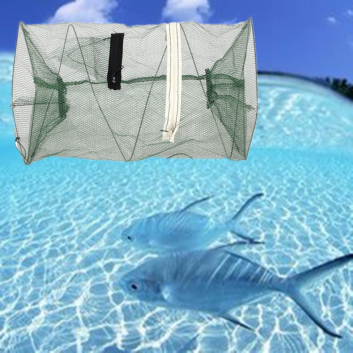 Foldable Crab Net Trap Cast Dip Cage Fishing Bait Fish Minnow Crawfish ...