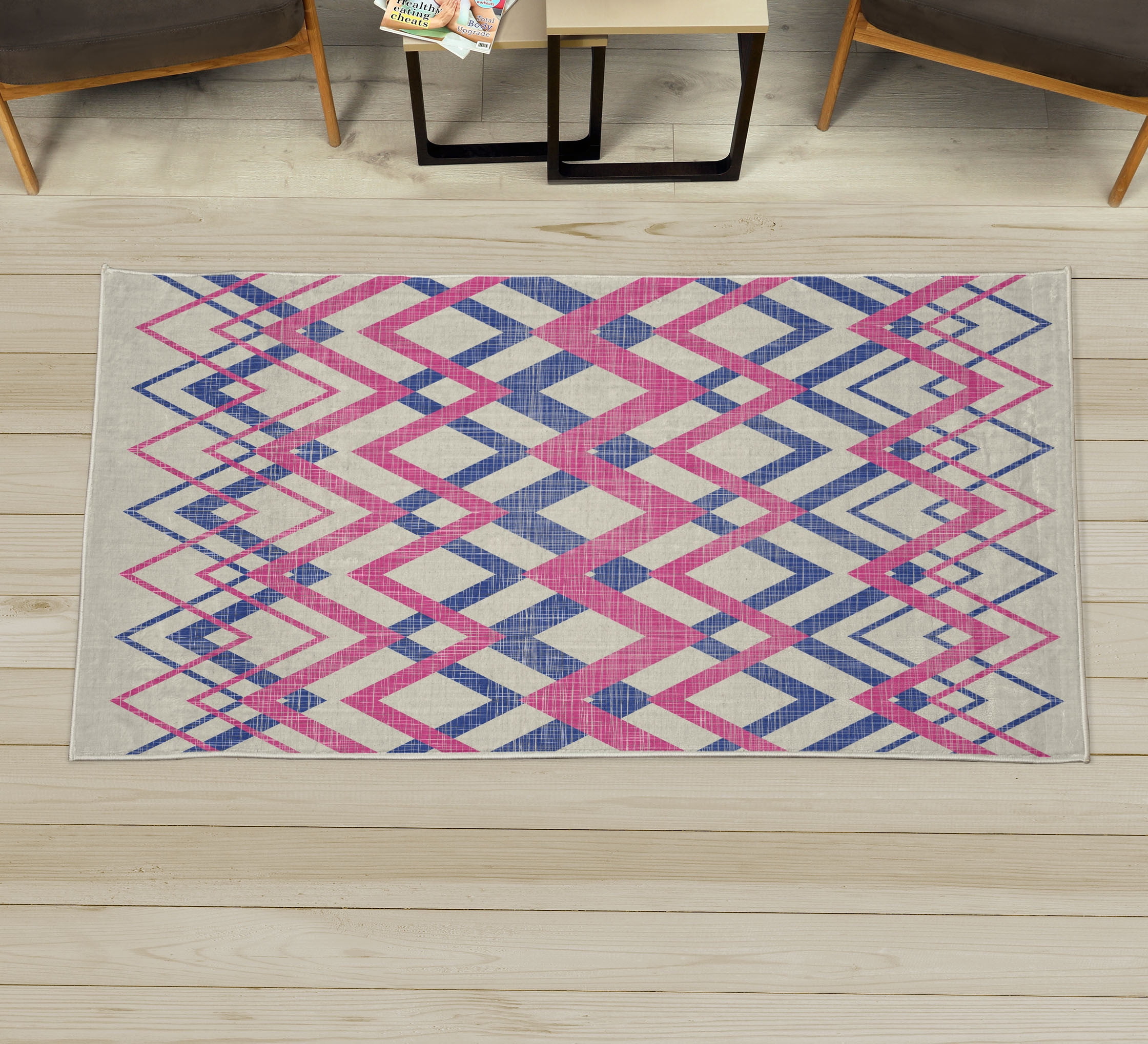 Chevron Decorative Rug, Vintage Overlapping Zigzag Lines Thin and Thick ...