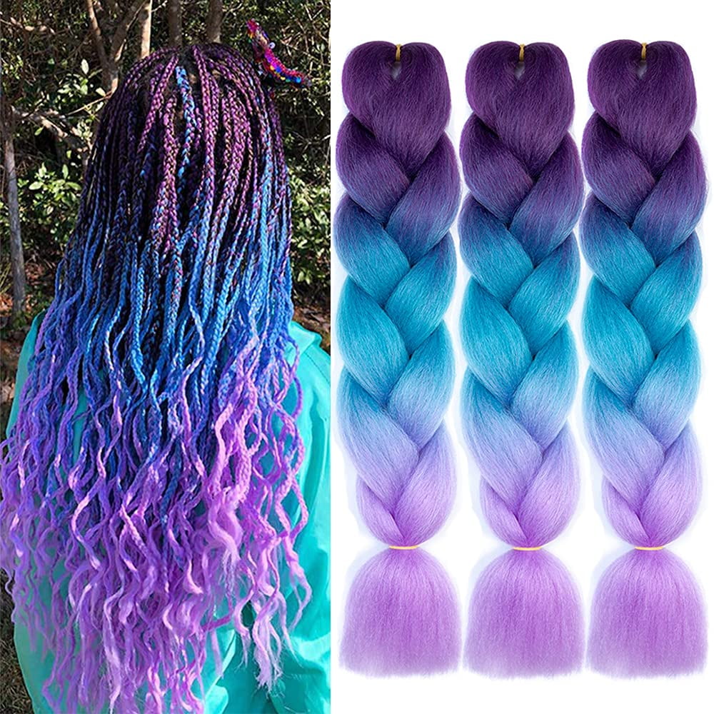Ombre Braiding Hair 24 Inch Braid Hair Extensions 3Pcs Pre Stretched ...