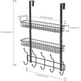 Over The Door Hook Hanger Storage Organizer with 5 Hooks & 2 Baskets ...