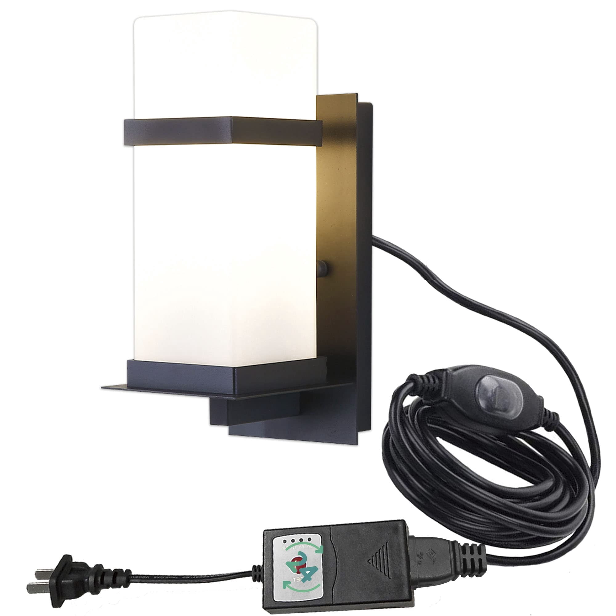 FSLiving Retro Style Opalescent Glass Wall Lamp with Auto Timer IP65 ...