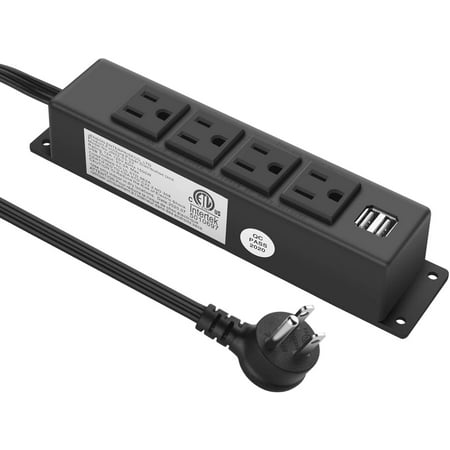 Wall Mount Power Strip, Mountable Power Outlet with 4 AC Outlets,2 USB ...