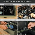 Case Elegance Military 10 Slot Watch Box, Real Glass Top, Valet Tray ...
