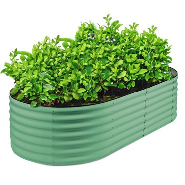 Best Choice Elevated Steel Garden Bed, 8x2x2ft Outdoor Oval Planter w ...