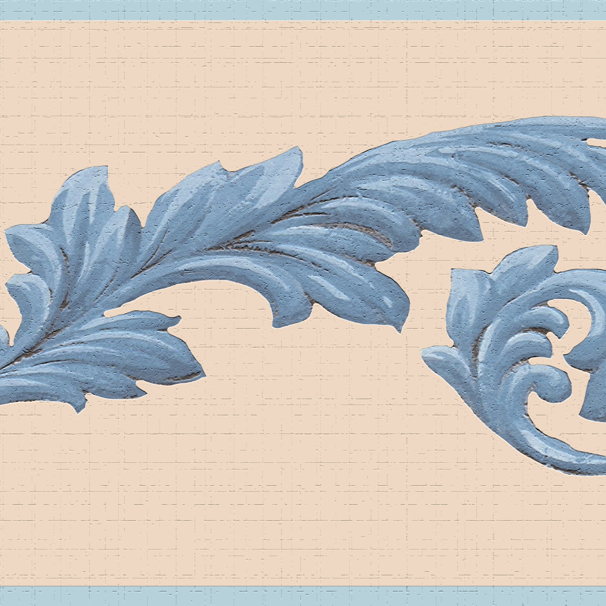 Dundee Deco's Peel and Stick Wallpaper Border - Damask Beige Blue ...
