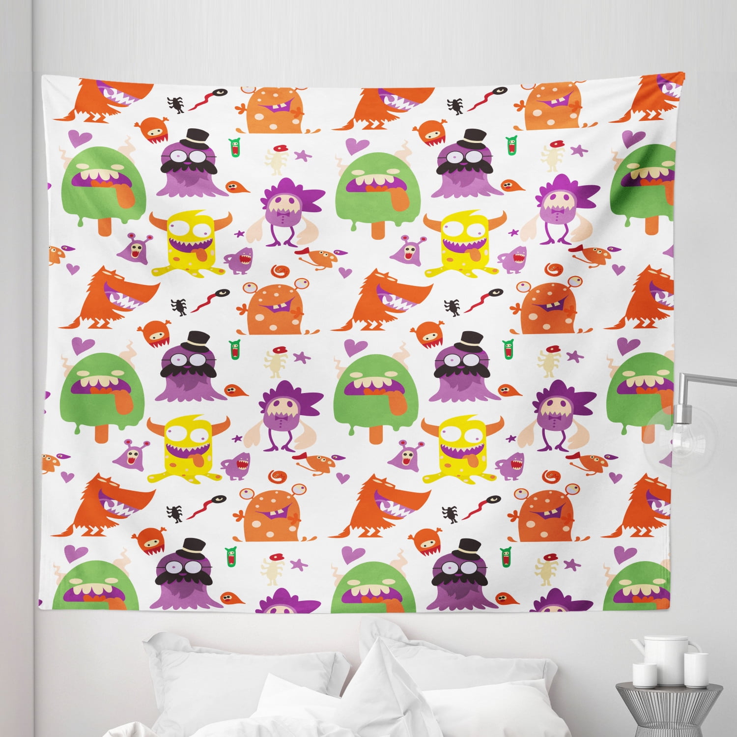 Alien Tapestry, Monsters Humorous Creatures Beings Colorful Cartoon ...