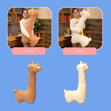 Giant Alpaca Plush Long Body Pillow, Fluffy Alpaca Stuffed Animal ...
