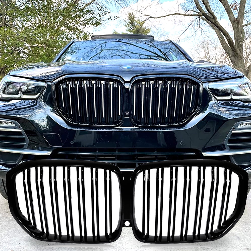 Astra Depot Gloss Black Dual Slats Front Kidney Grill Grille Inserts ...