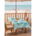 Aqua Starfish Rectangle Outdoor Tablecloth with Umbrella Hole Coastal ...