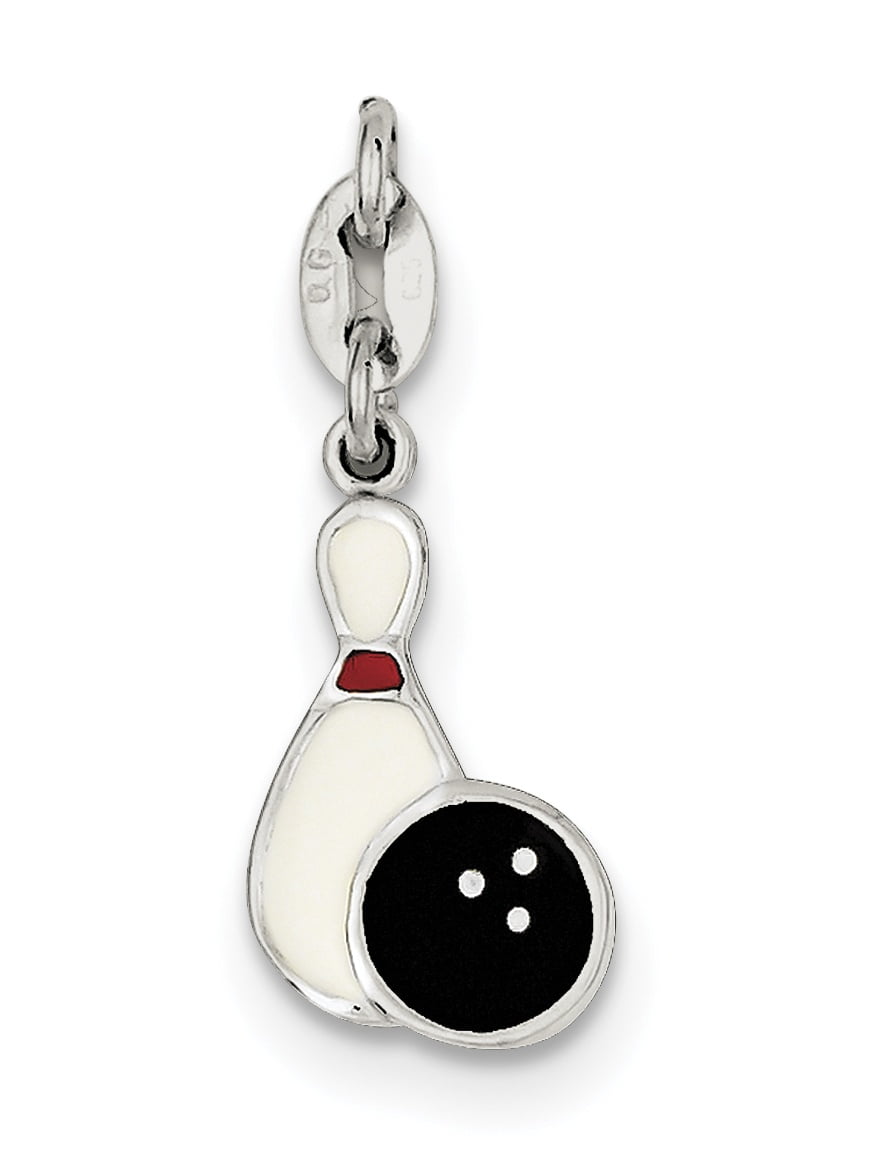 Sterling Silver Polished Enamel Bowling Charm (27 X 11) Made In India ...