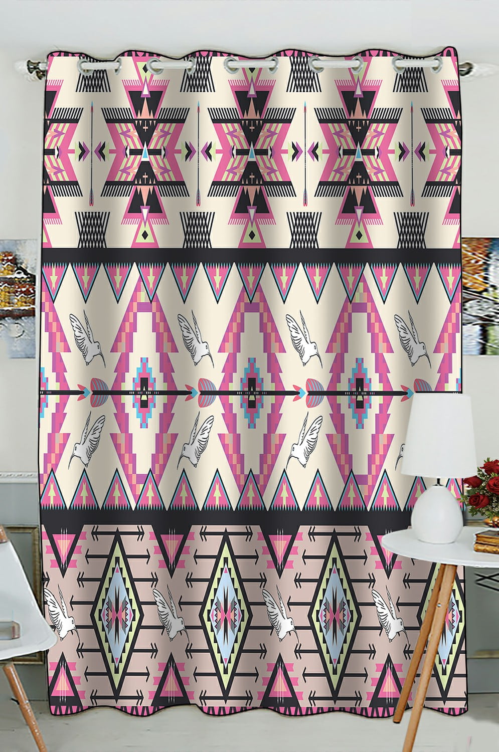 ABPHQTO Colorful Aztec Pattern With Birds And Arrow Grommet Blackout ...