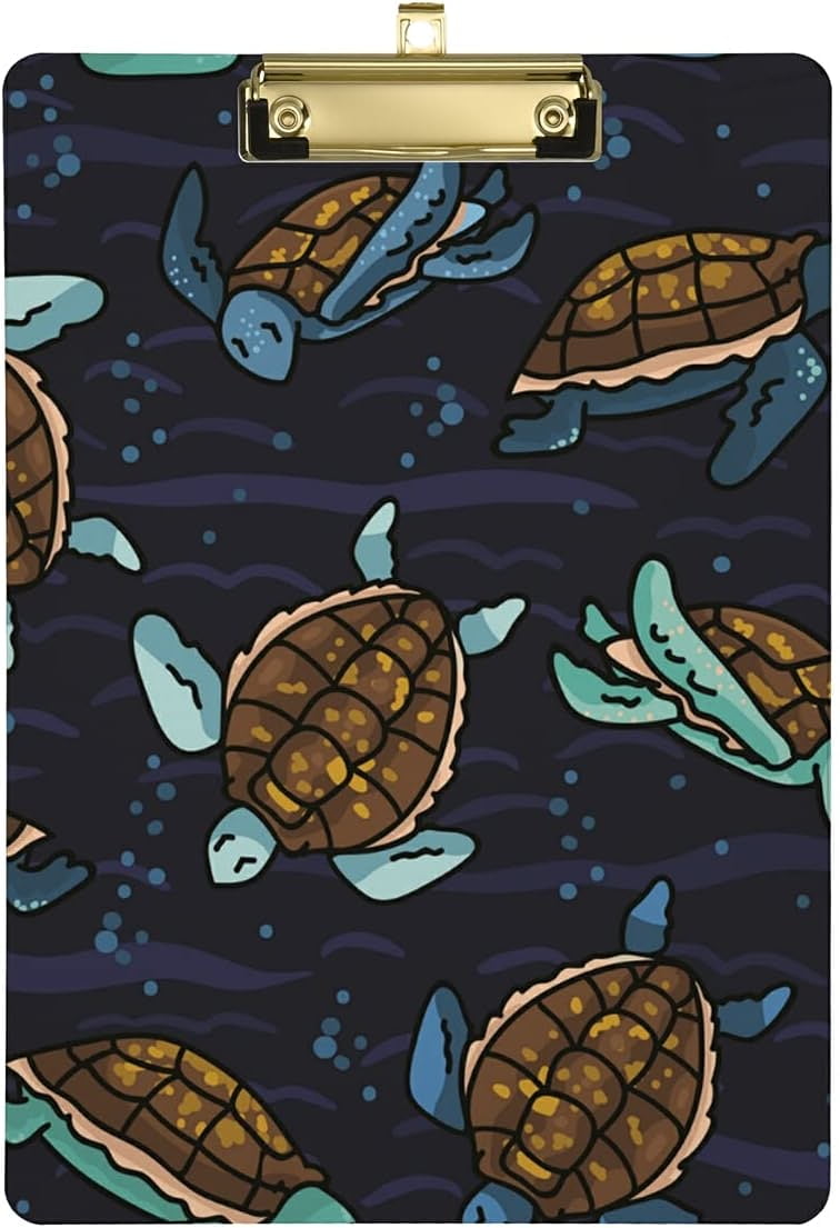 FMSHPON Cute Sea Turtles Clipboard Hardboard Wood Nursing Clip Board ...