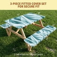 Abstract Picnic Table Cover with Bench Covers Teal Green Ocean Waves ...
