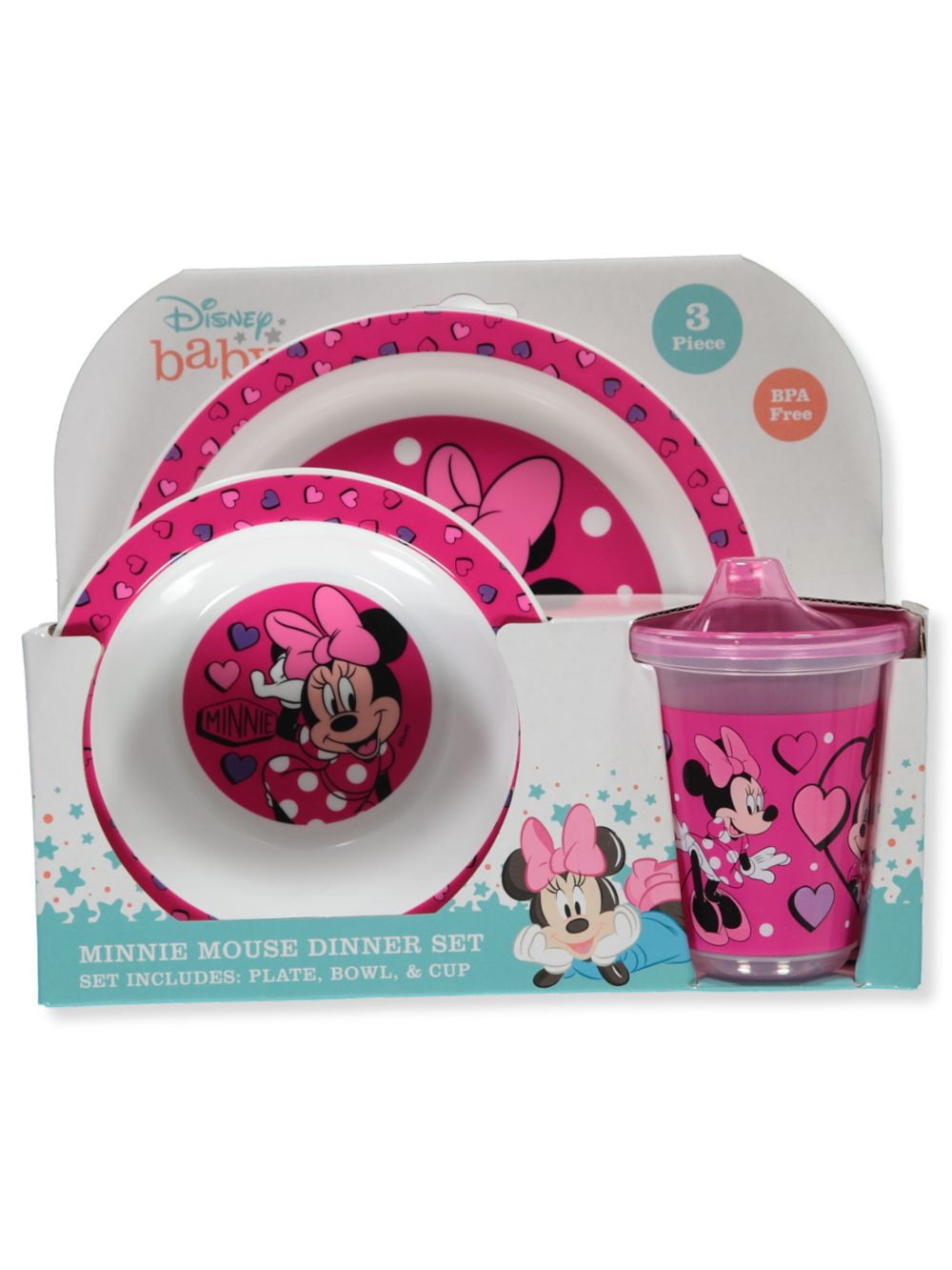 Disney Baby Girls' 3-Piece Minnie Mouse Dinner Time Set - pink, one ...