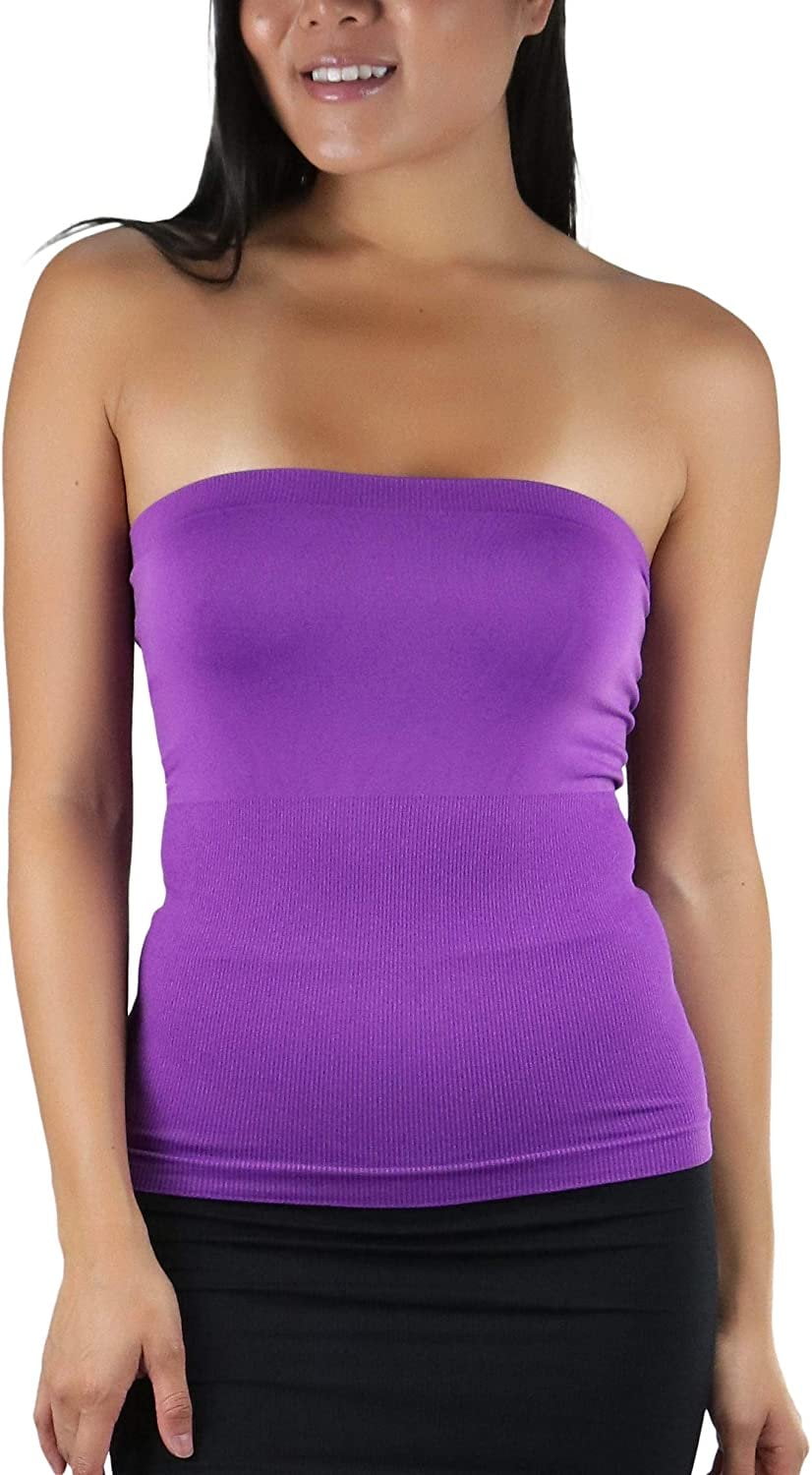 ToBeInStyle Seamless Layering Tube Top with Built-in Shelf Bra ...