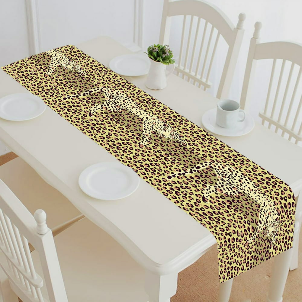 ABPHQTO Leopard Print Silhouette Of The Leopard Table Runner Placemat ...