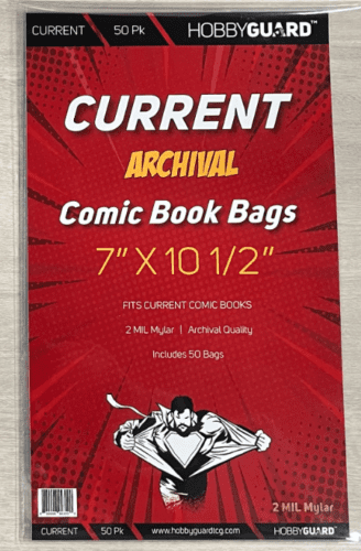 2 Mil Archival Mylar Current Comic Book Bags (50 Pack) HOBBYGUARD 7" X ...