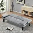 BSHTI 65" Modern Linen Futon Sofa Bed with Drop Down Cup Holders, 3 ...