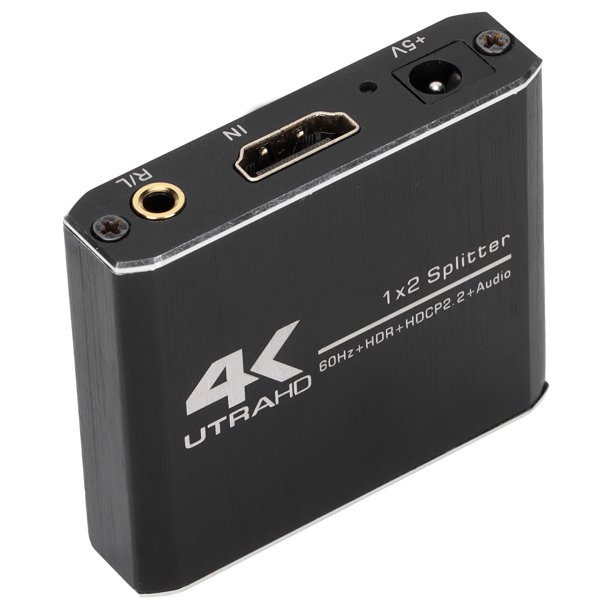 Splitter 1 In 2 Out, 4k 60hz Splitter For Dual Monitors, Supports 3.5mm ...