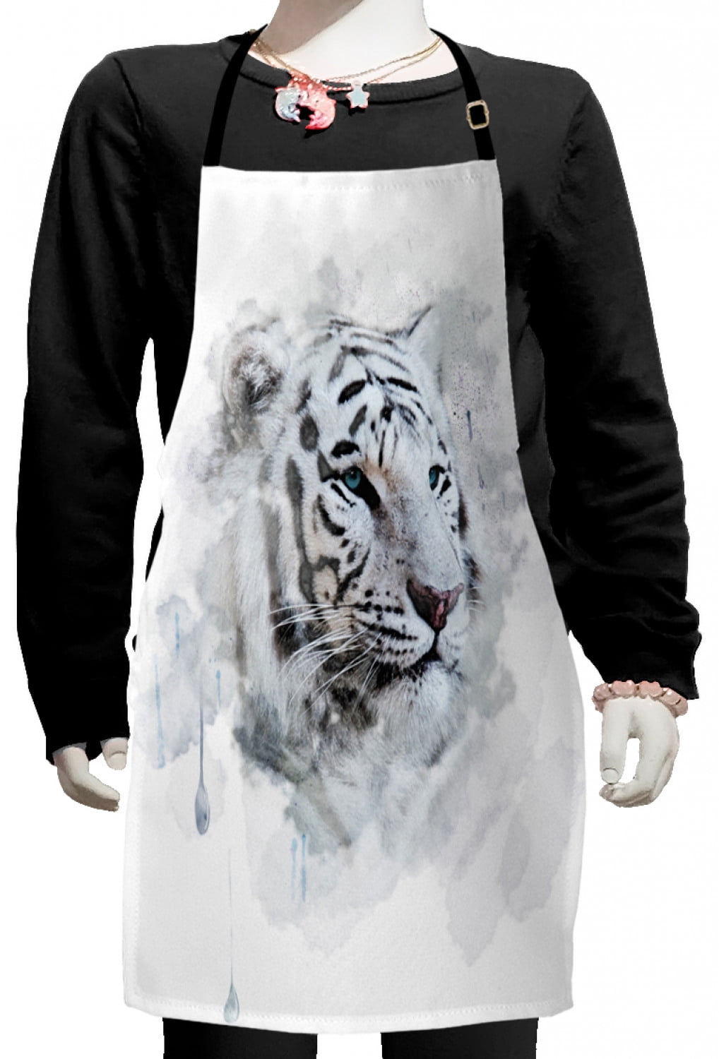 Animal Kids Apron, Portrait of a White Tiger Wild Nature Predator ...