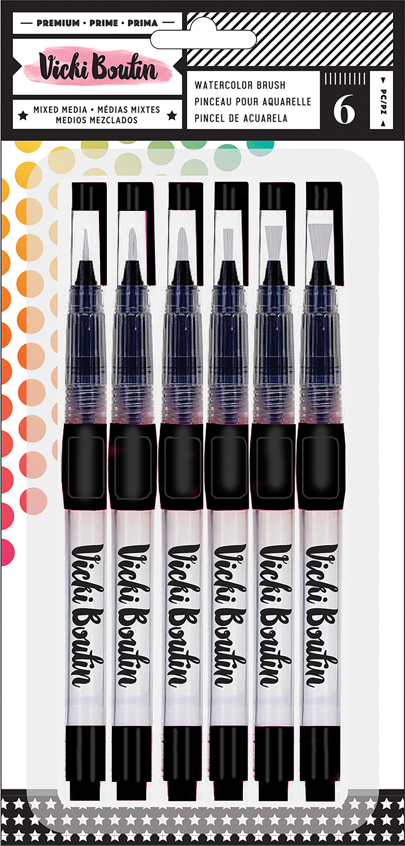 Vicki Boutin Mixed Media Watercolor Brushes 6/Pkg-Assorted Tips From ...