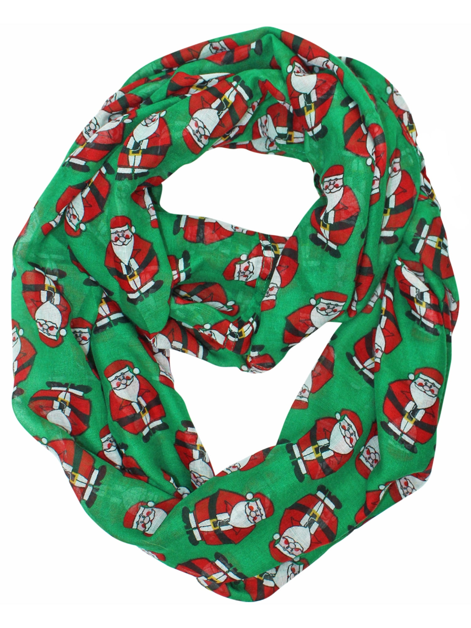 Green & Red Chubby Santa Christmas Circle Infinity Scarf - Walmart.com