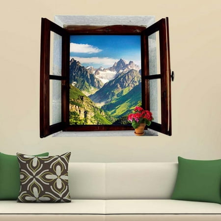 Scenic Fake Window Simulated 3D Wall Sticker Removable Wallpaper Home ...