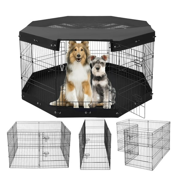 CCY Dog Playpen, 8 Pcs 30"H x 24"W Panels Foldable Metal Pet Exercise ...