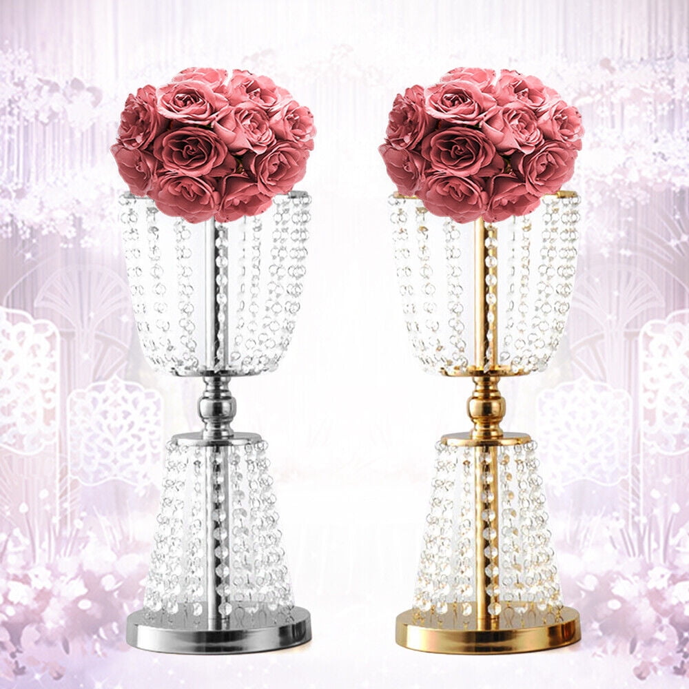 Fichiouy 2 Pcs Wedding Crystal Stand Exquisite Wedding Flower Stand ...