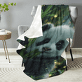 1pc Panda Eating Leaves HD Printed Blanket. Soft and Warm Flannel ...