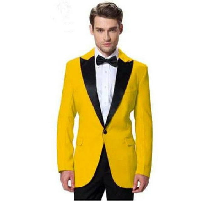 Yellow Tuxedo Suits - Black And Yellow Tuxedo - Yellow Groomsmen Suits ...