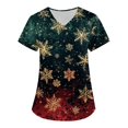 Rpvati Christmas Scrub Tops Women Fitted Christmas Snowflake Print Plus