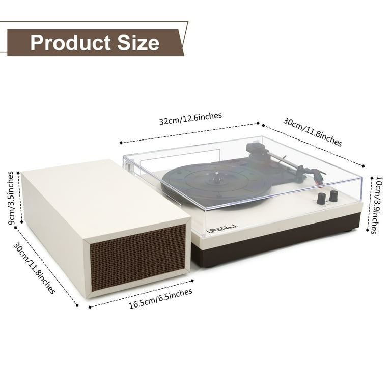 Bluetooth Vinyl Retro Record Player With External Speakers,