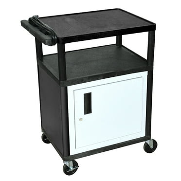 Luxor Avj42Xlkbc - Extra Large Adjustable Steel Cart with Cabinet ...