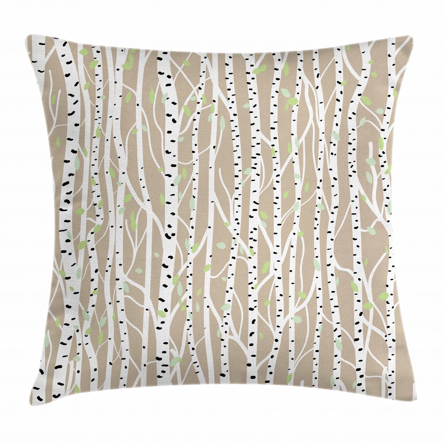 Birch Tree Throw Pillow Cushion Cover, Forest Fresh Foliage Nature ...