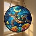 Underwater Turtle Reef Scene Stained Glass Window Hanging, Coastal ...
