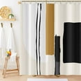 Abstract Geometric Shower Curtain Watercolor Black and Tan Stripes ...