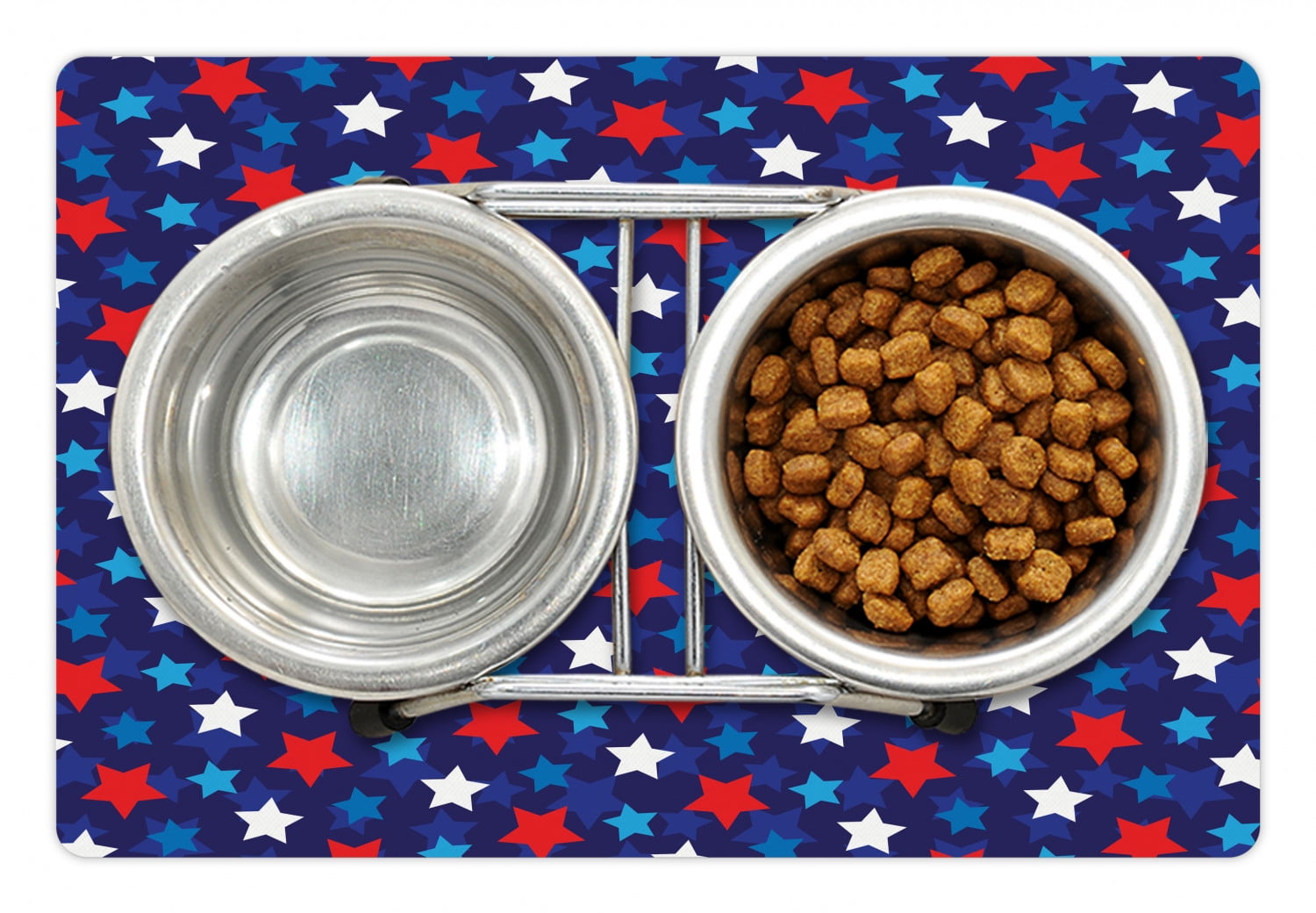 Navy Blue Pet Mat for Food and Water, American Flag Inspired Patriotic ...
