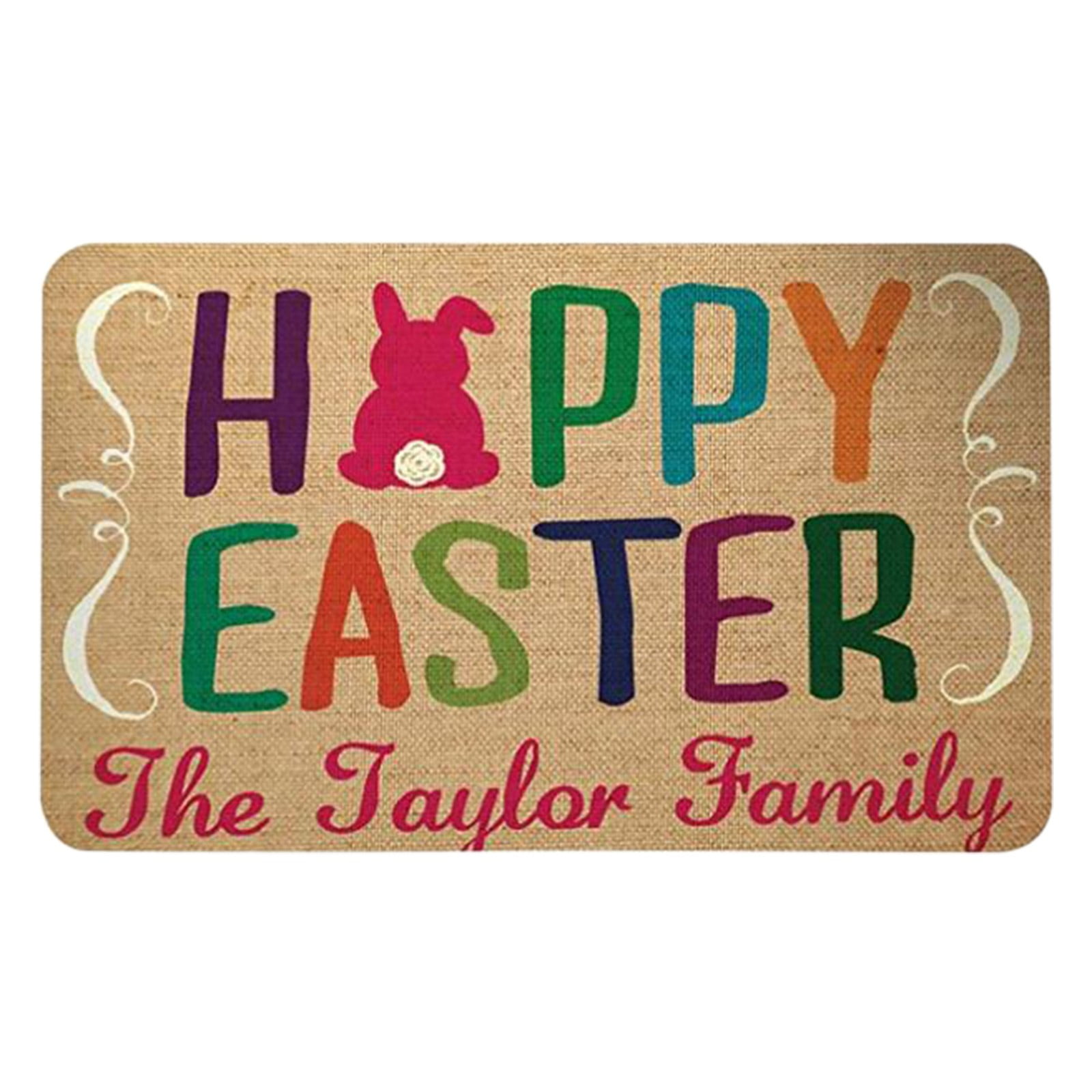 skpabo Easter Print Doormat Easter Eggs Rabbit Print Entryway Front ...