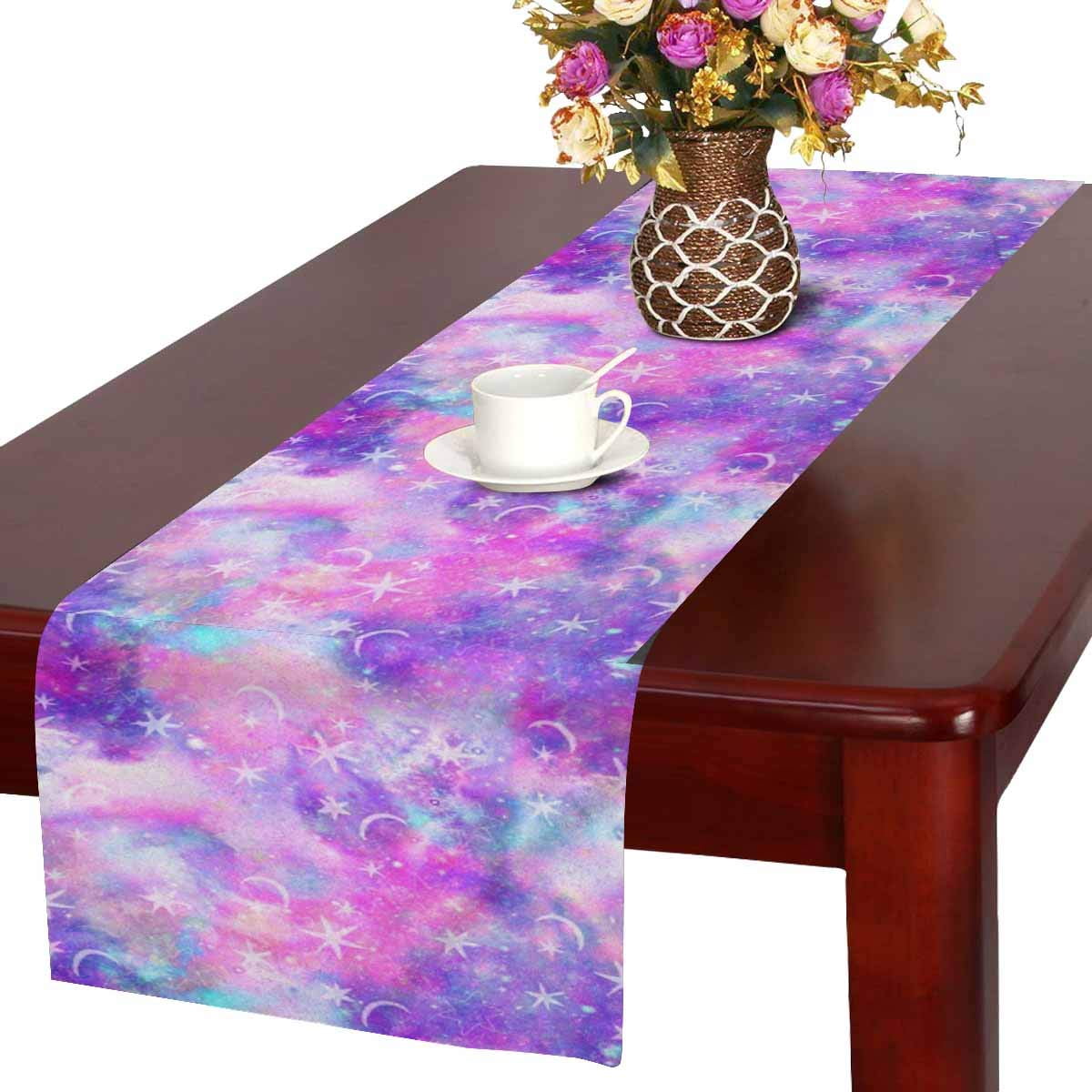 MKHERT Pink Marble Space Galaxy Star and Moon Print Table Runner Home ...