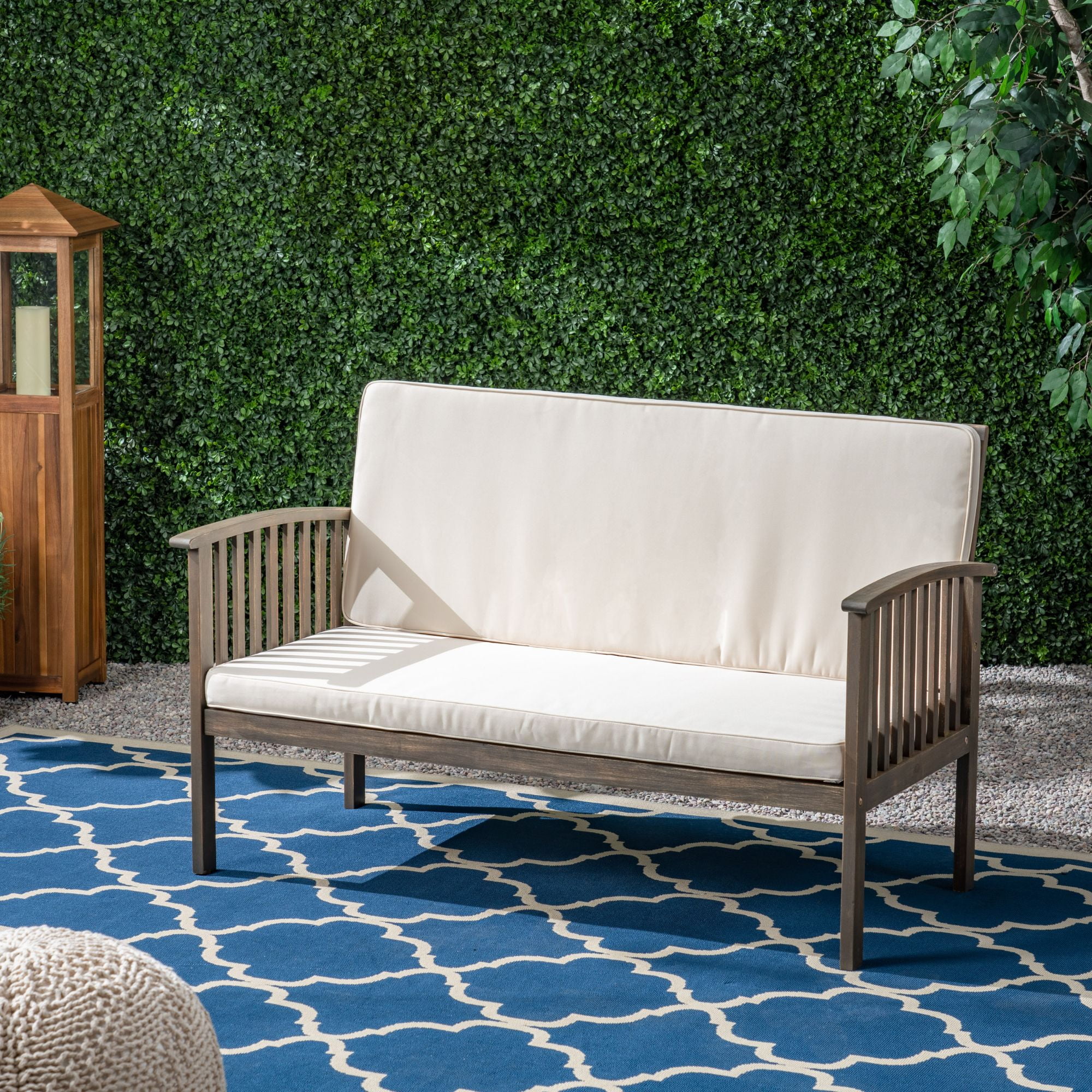 53.25" White and Gray Contemporary Outdoor Patio Loveseat - Walmart.com