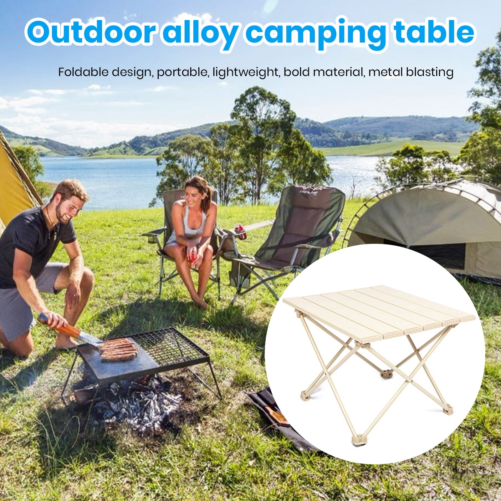 Washranp Folding Camping Table,Stability Lightweight Portable Metal ...