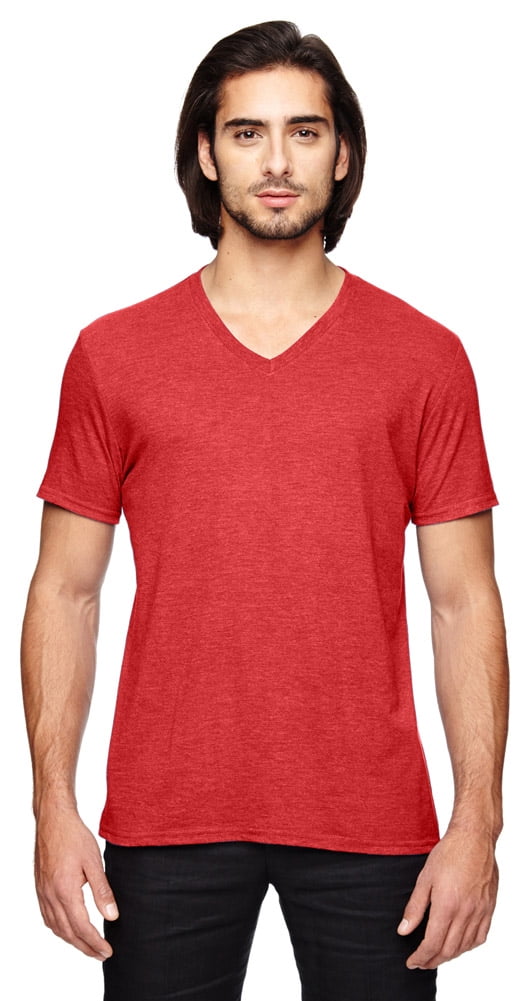 6752 Triblend V-Neck T-Shirt - Heather Red - 3X-Large - Walmart.com