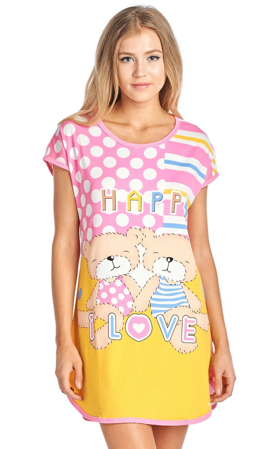 Women's Printed Dorm Scoop Neck Sleep T-shirt - Walmart.com