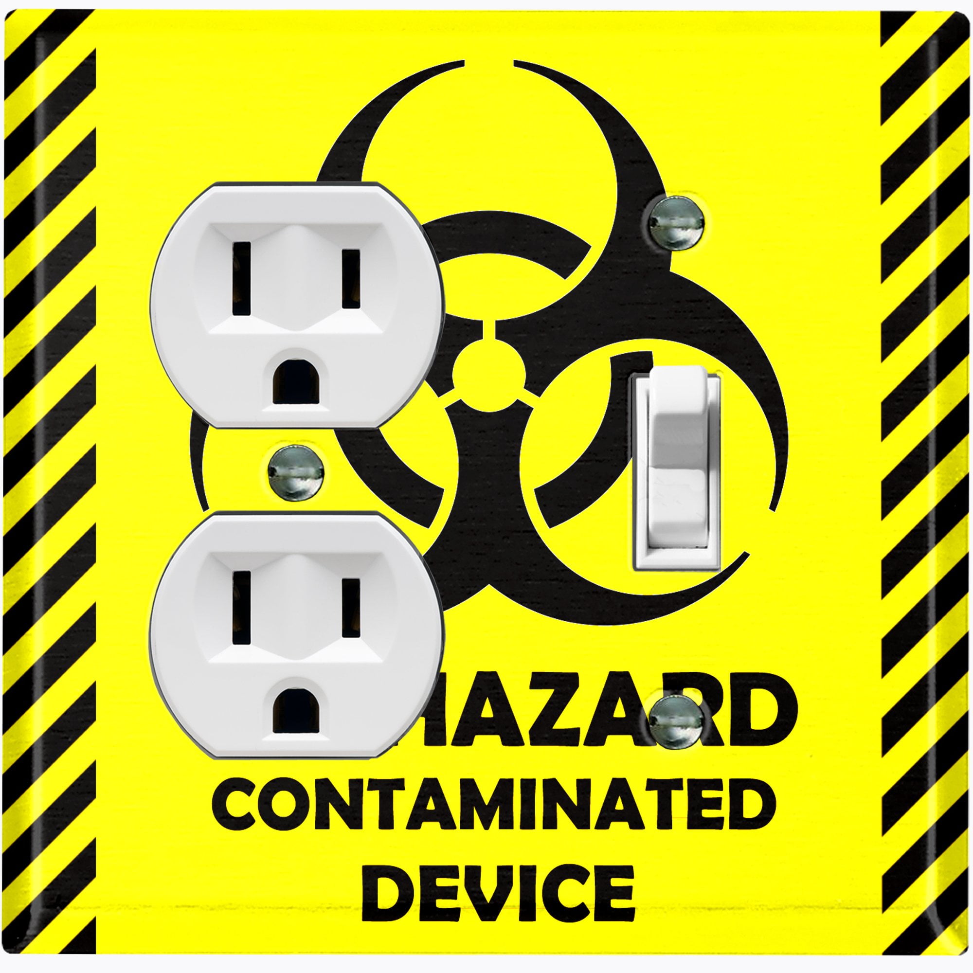 Metal Light Switch Plate Cover Yellow Contaminated Biohazard Sign ...
