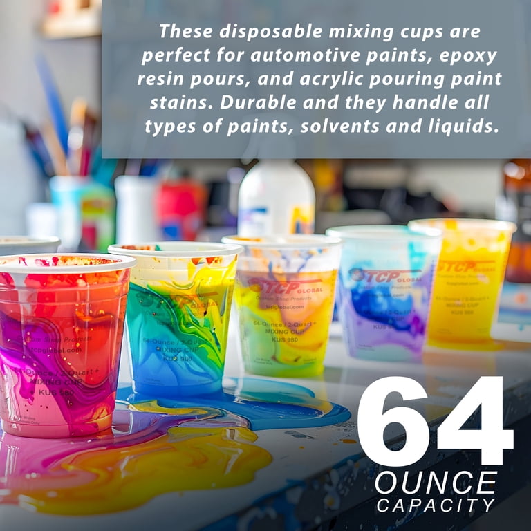 Plastic Measuring Cups 12-Pack 64oz Paint Mixing Cups - Epoxy Resin ...